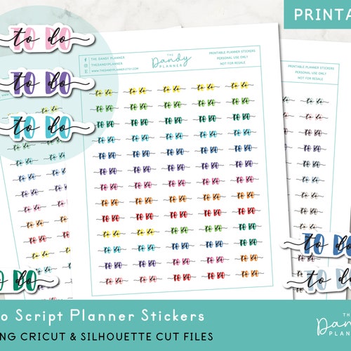 To Do Script Planner Stickers Printable Pastel Script to Do - Etsy