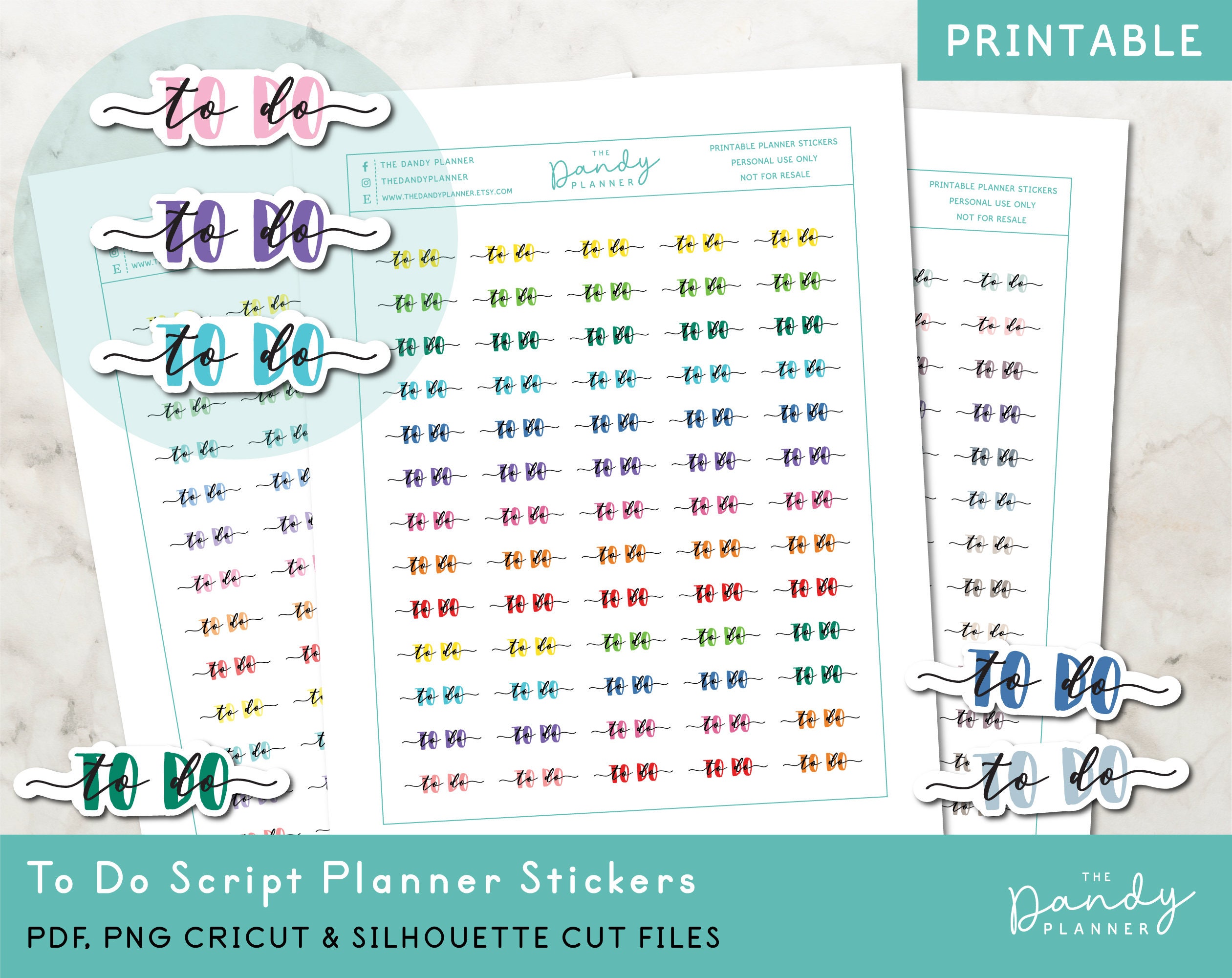 To Do Script Planner Stickers Printable, Pastel Script to Do Daily ...