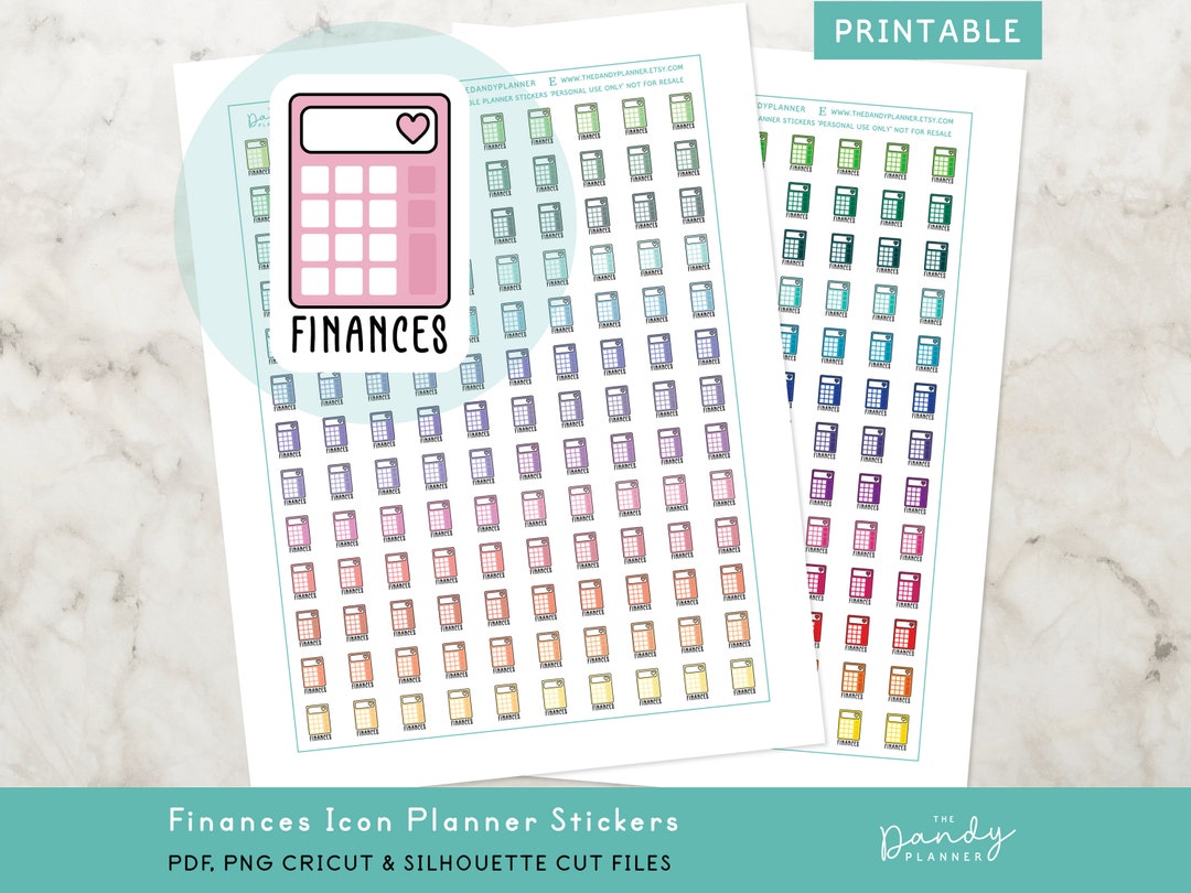 Finances Icon Planner Stickers Printable, Calculator Financial Planning ...