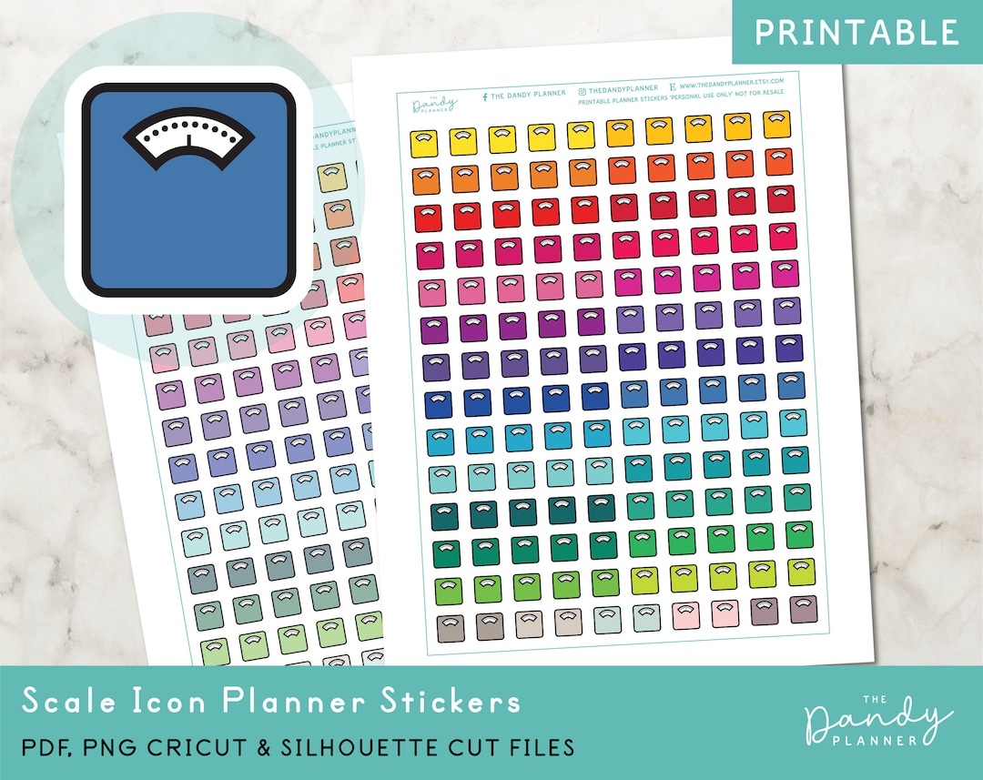 Weighing Scale Icon Planner Stickers Printable, Weight Loss Icons ...