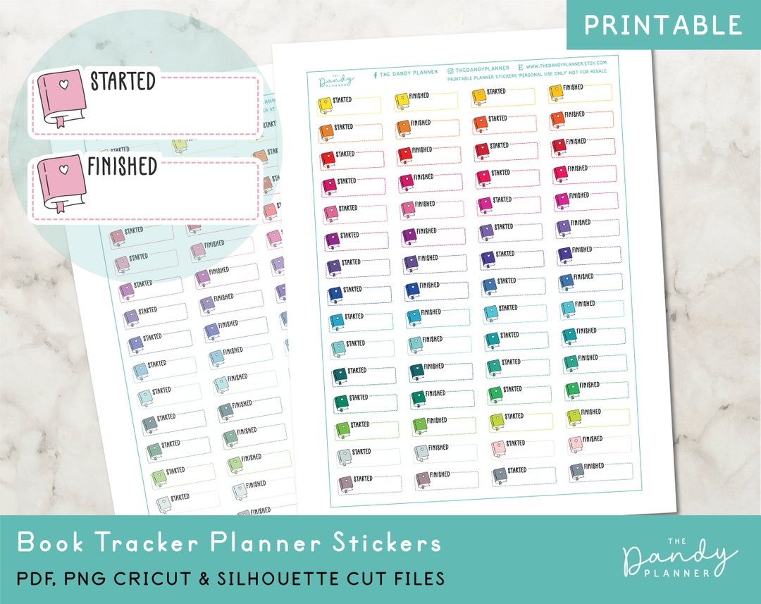 Reading Tracker Icons Planner Stickers Printable, Start/end Book ...