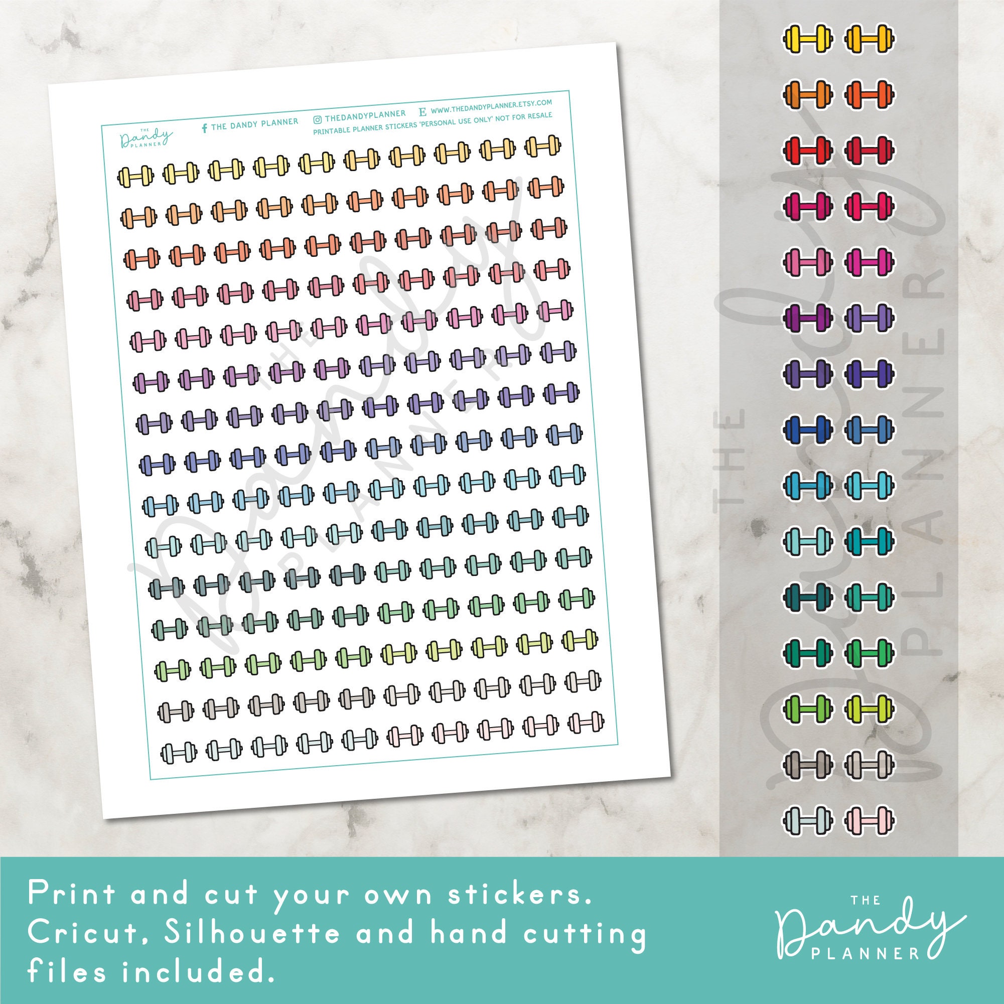 Dumbbell Icon Planner Stickers Printable, Weight Icons Planning ...