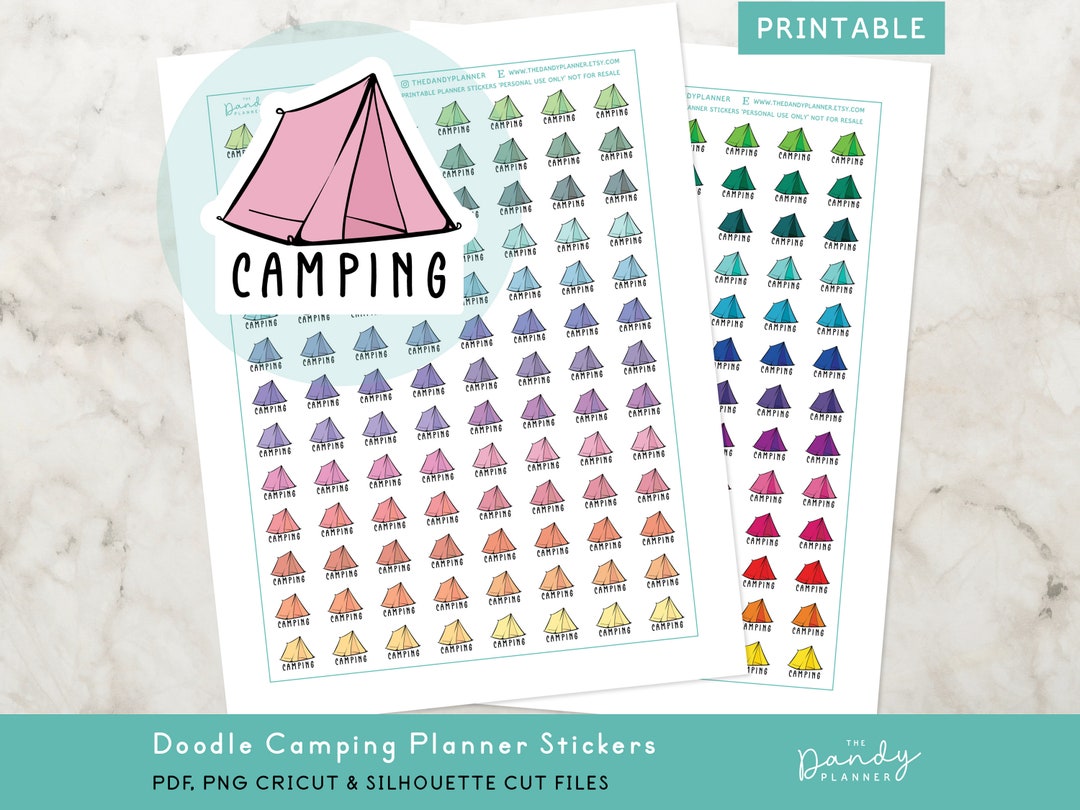 Camping Icon Planner Stickers Printable, Camping Vacation Planning ...