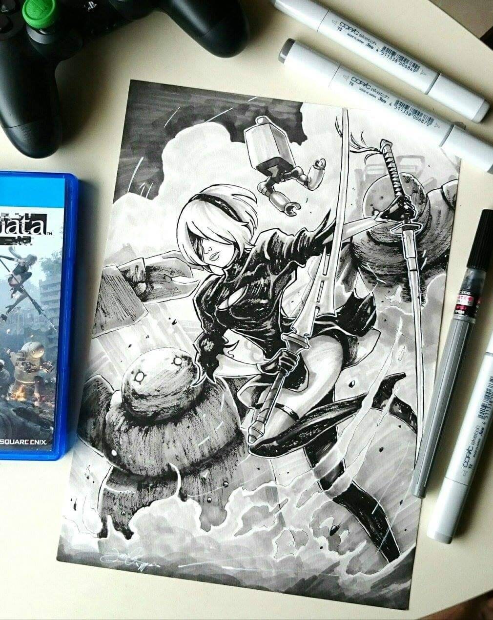Original Sketch (A4) - Nier Automata - Etsy