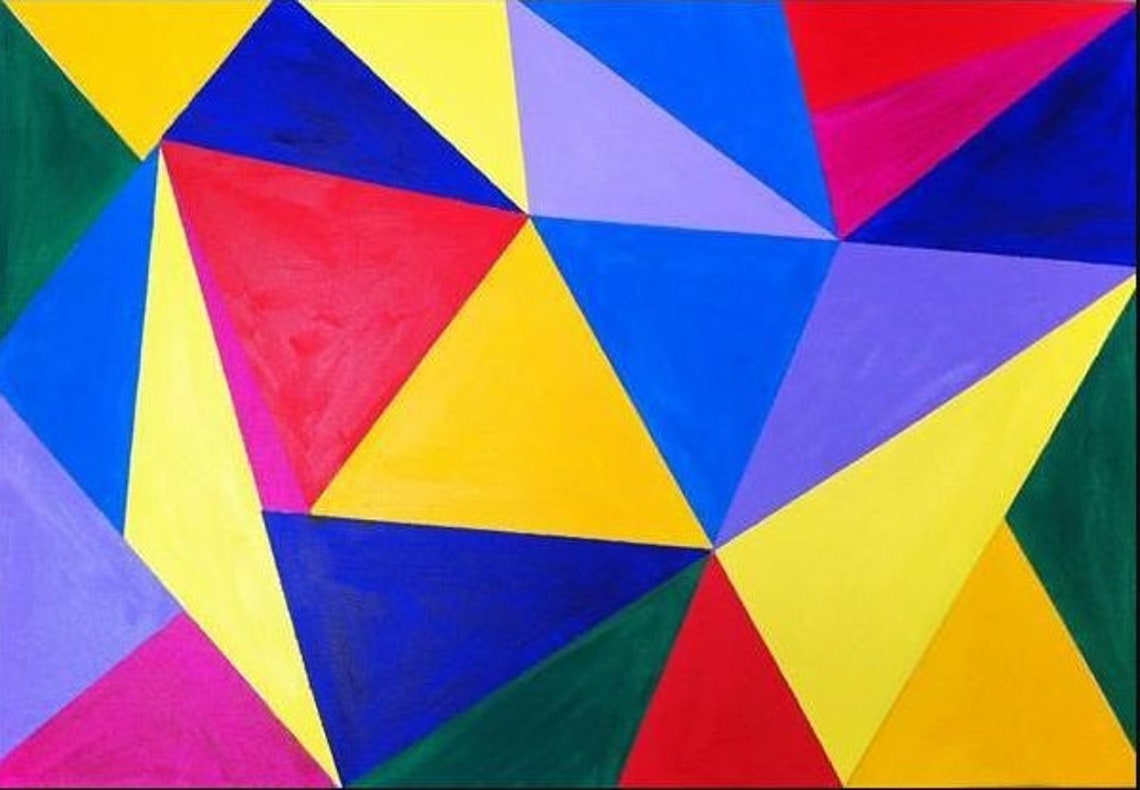 Triangles Wall Painting, Lovely Bright Colours Triangles, Hand Made ...