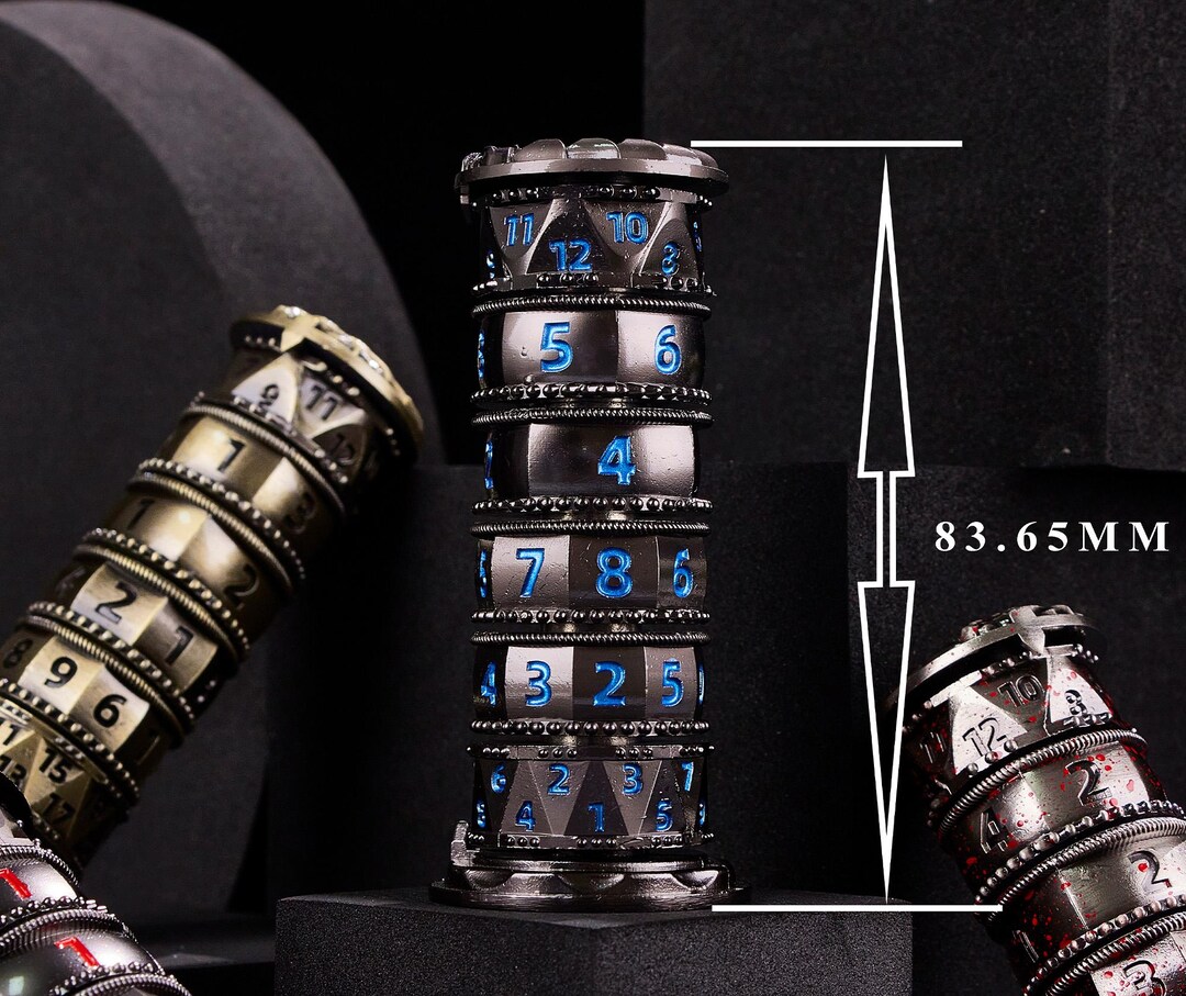 7-in-1 Prayer Wheel Dice Set Spinner for D&D Gifts, Metal Tower Dnd ...