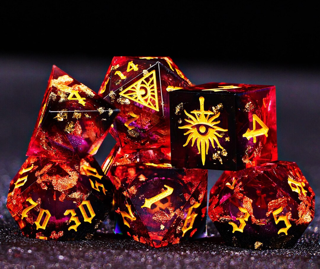 Dark Red Dungeons and Dragons Dice Set for D&D Gifts, Beholder's Eye ...