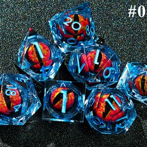 Red Beholder's Eye Dnd Dice Set Liquid Core for D&d Gifts , Liquid Core ...