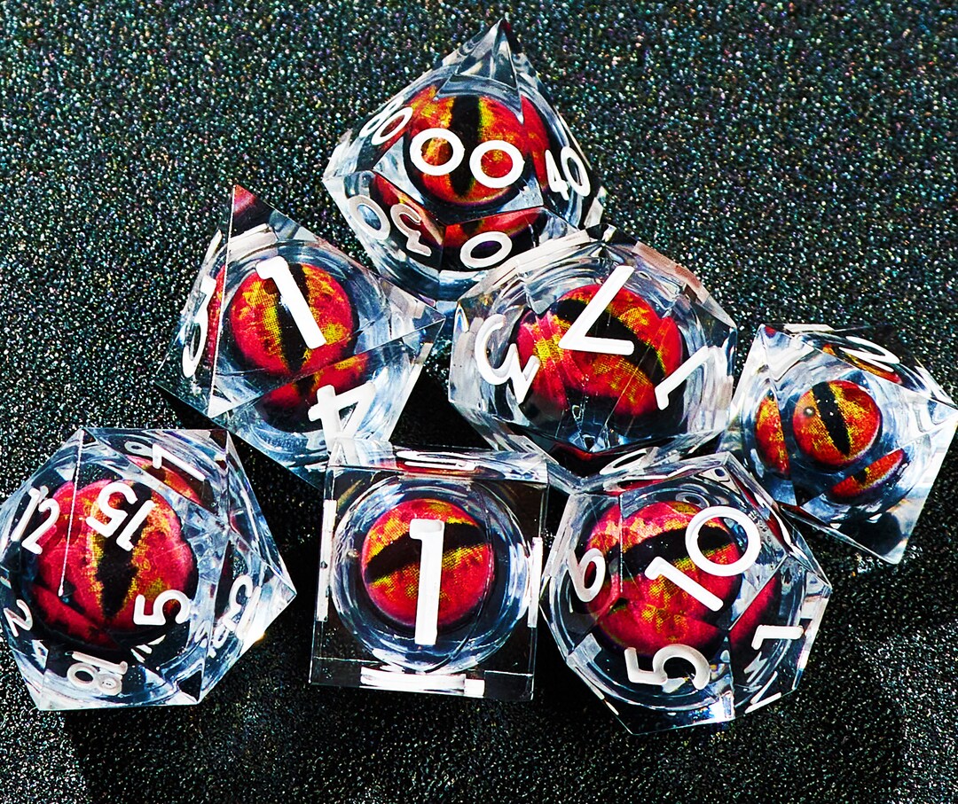 Red Beholder's Eye Dnd Dice Set Liquid Core for D&d Gifts - Etsy