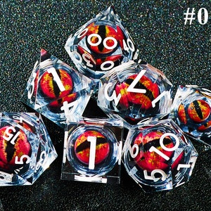 Red Beholder's Eye Dnd Dice Set Liquid Core for D&d Gifts , Liquid Core ...