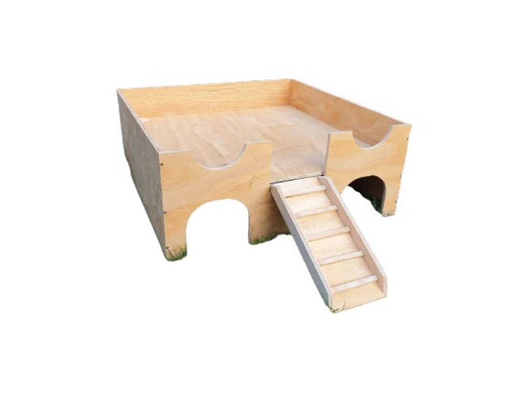 Large Guinea Pig House Shelter Hide Out Castle Two Tiered Hideaway ...