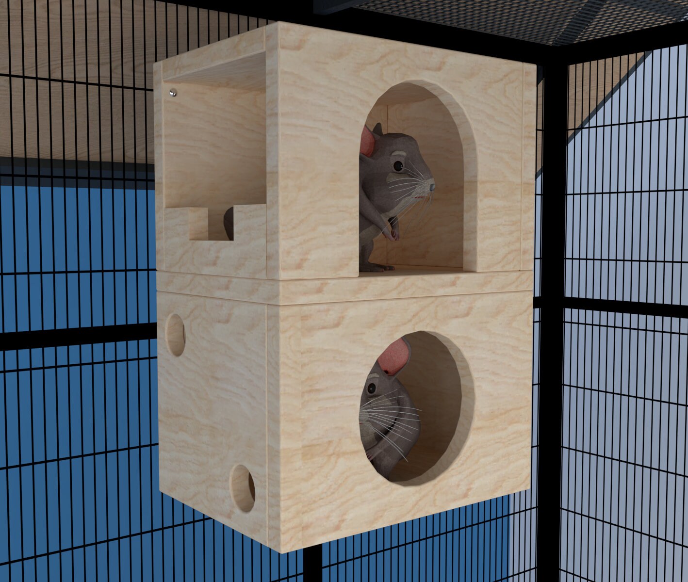 Two Tier Chinchilla Wooden Castle House Shelter Hideout - Etsy