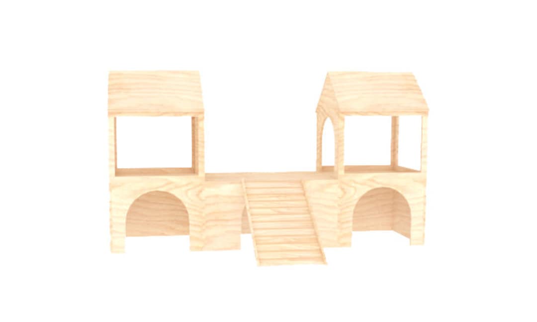 Rabbit 2-tier Wooden Castle Shelter Hideout Hideaway Hutch Small Animal ...
