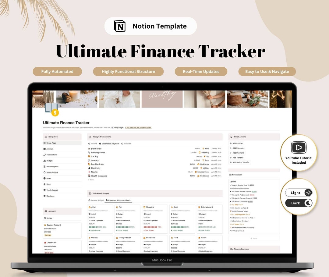 Notion Template, Ultimate Finance Tracker, Budget Tracker, Notion ...