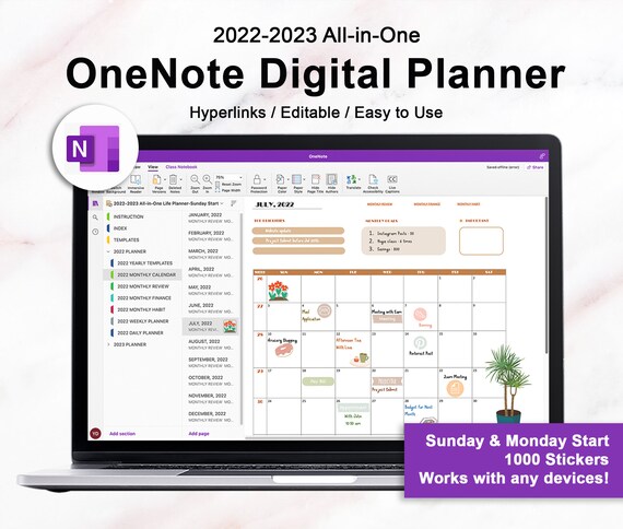 Onenote Digital Planner 2022 2023 Digital Planner for - Etsy UK