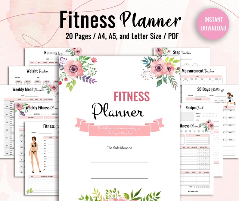 Fitness Planner Workout Planner Printable Planner Insert | Etsy