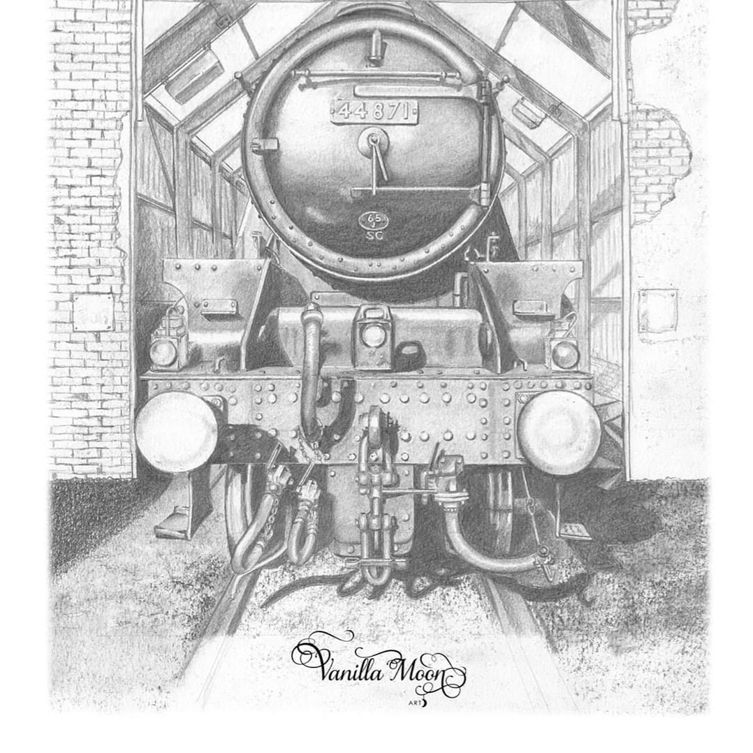 PRINT Steam Locomotive Pencil Drawing 'to Bed' Limited Edition Fine Art ...