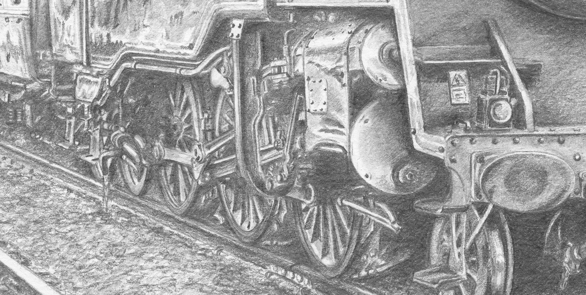 PRINT Steam Locomotive Pencil Drawing 'station Approach' Limited ...