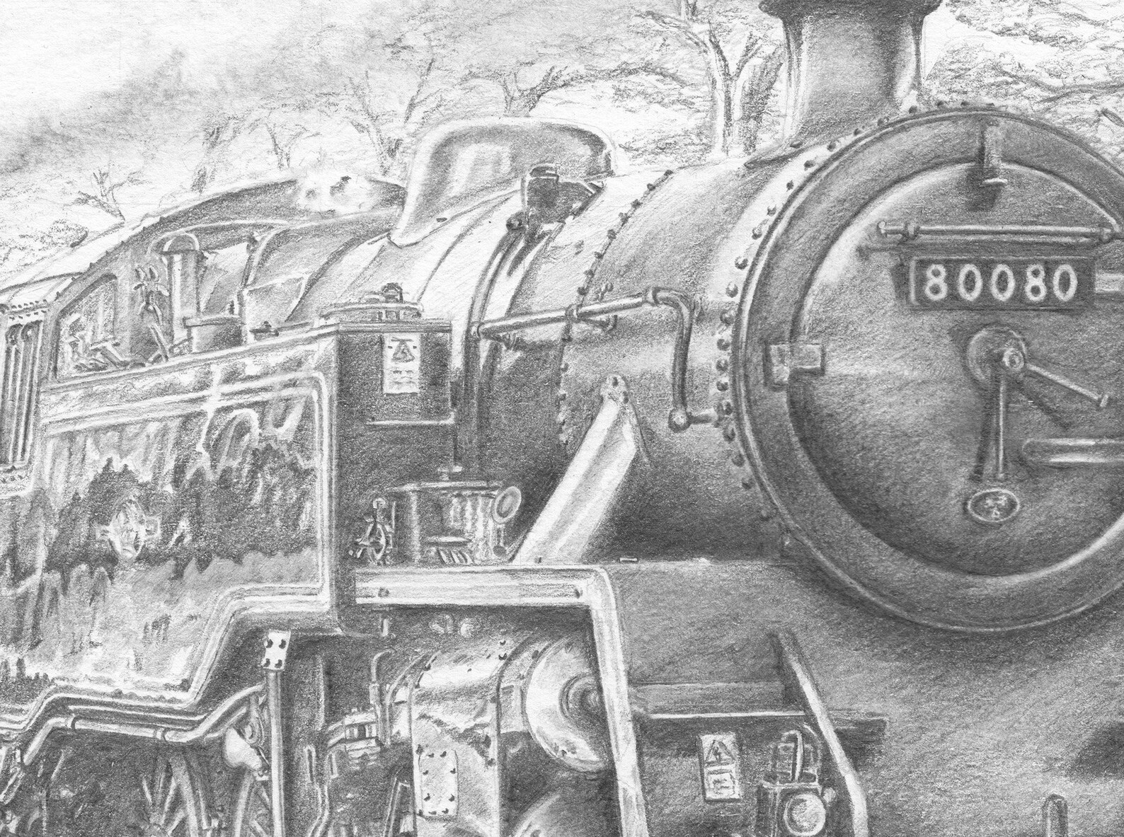 PRINT Steam Locomotive Pencil Drawing 'station Approach' Limited ...