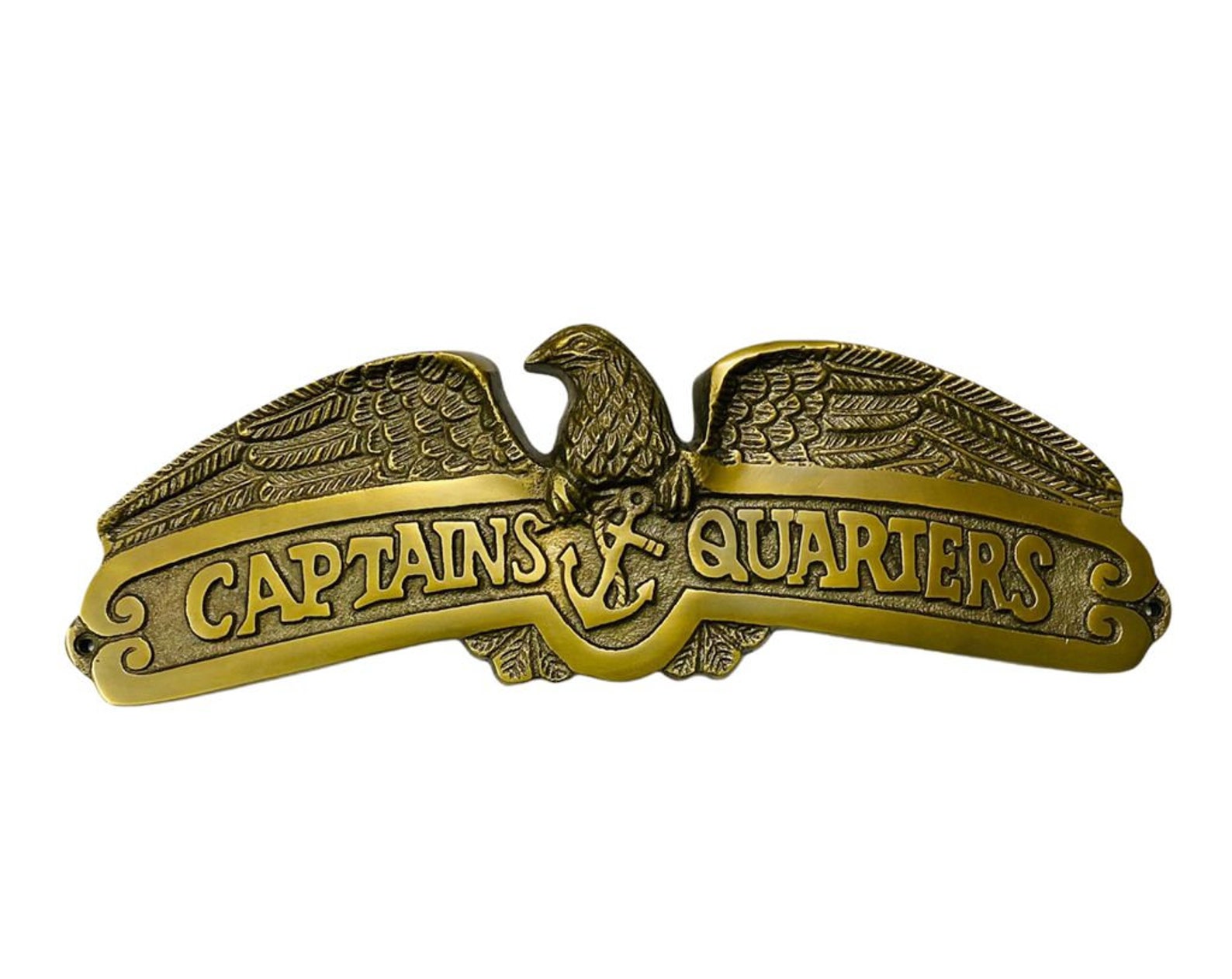 CAPTAINS QUARTERS SIGN Brass Boat Sign Beach Sign Plaque Door Sign for ...