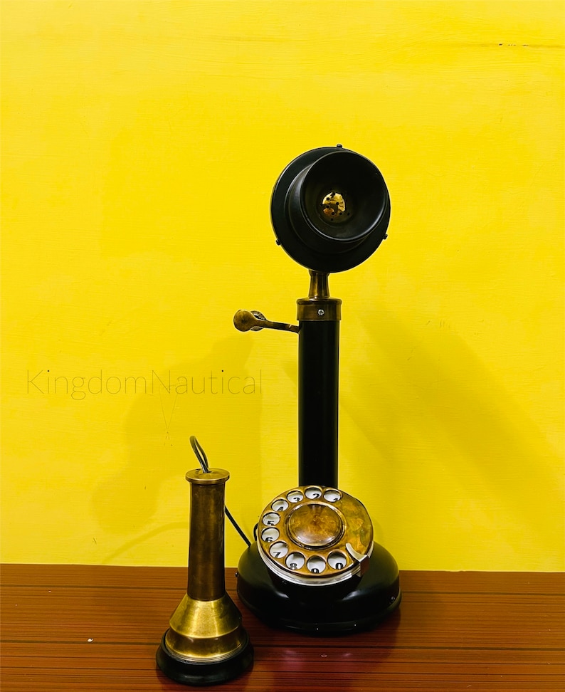 Steampunk Brass Candlestick Telephone | Vintage Rotary Dial Replica ...