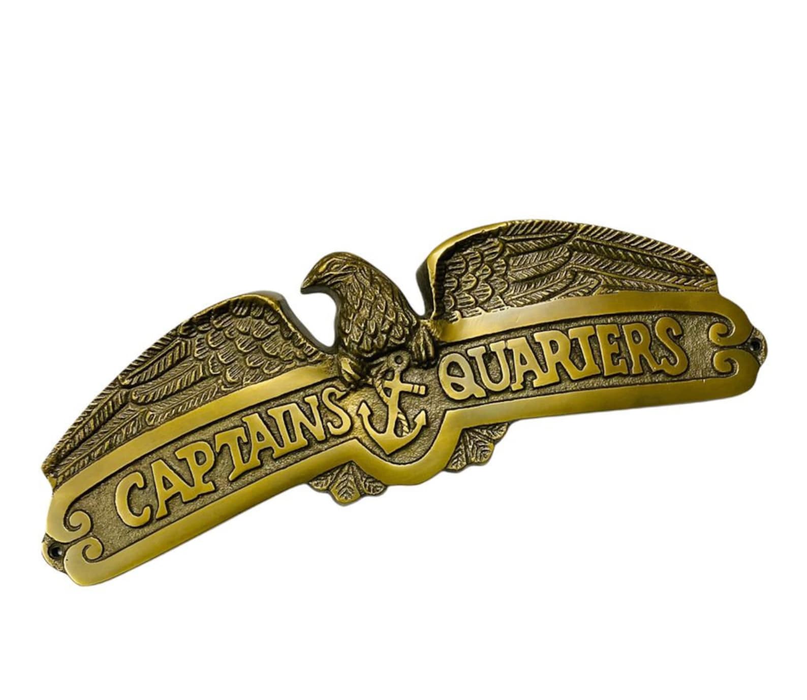 CAPTAINS QUARTERS SIGN Brass Boat Sign Beach Sign Plaque Door Sign for ...