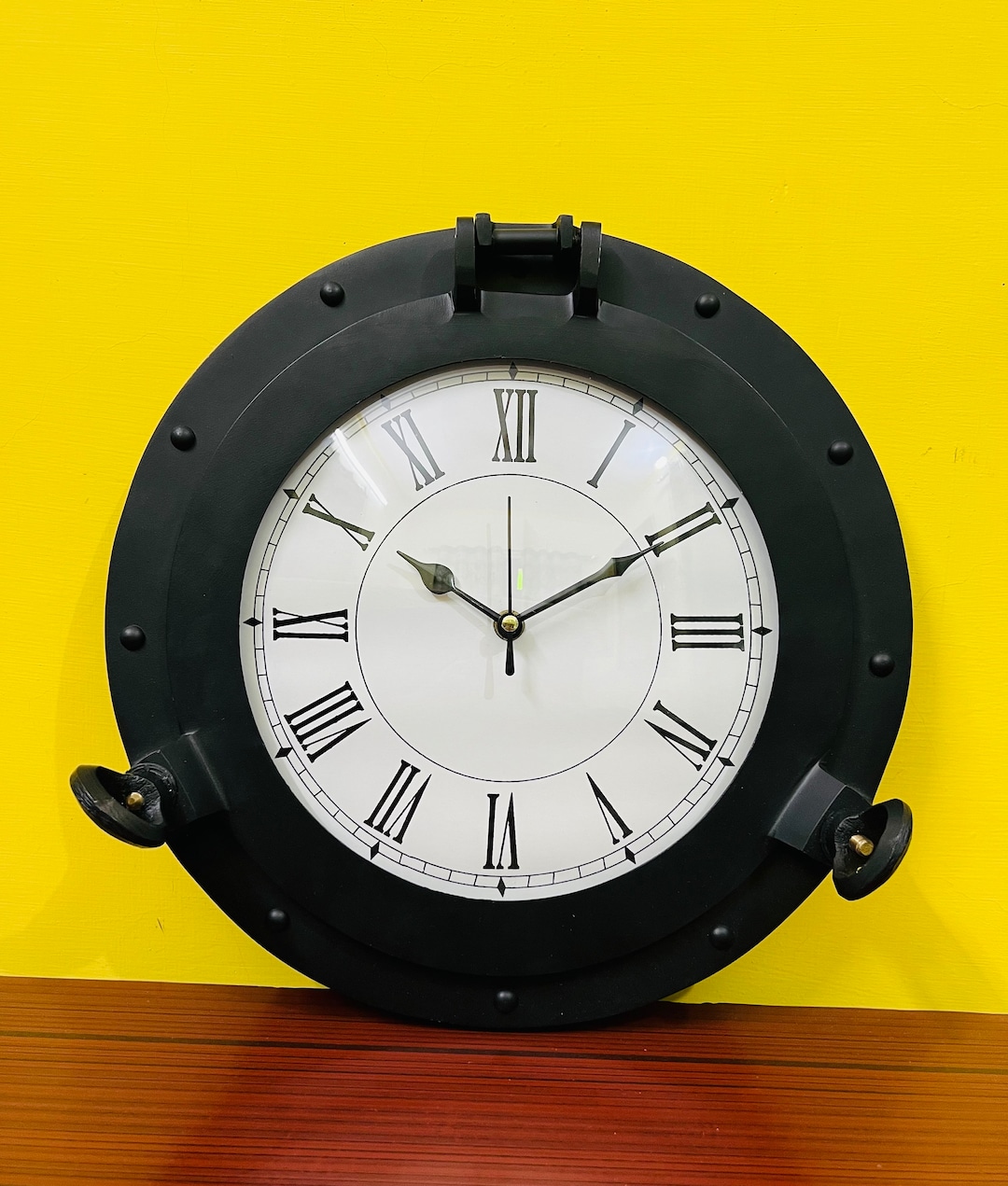 12'' Nautical Porthole Clock, Black Finish Porthole, Clock Porthole, Beautiful Wall Porthole ...