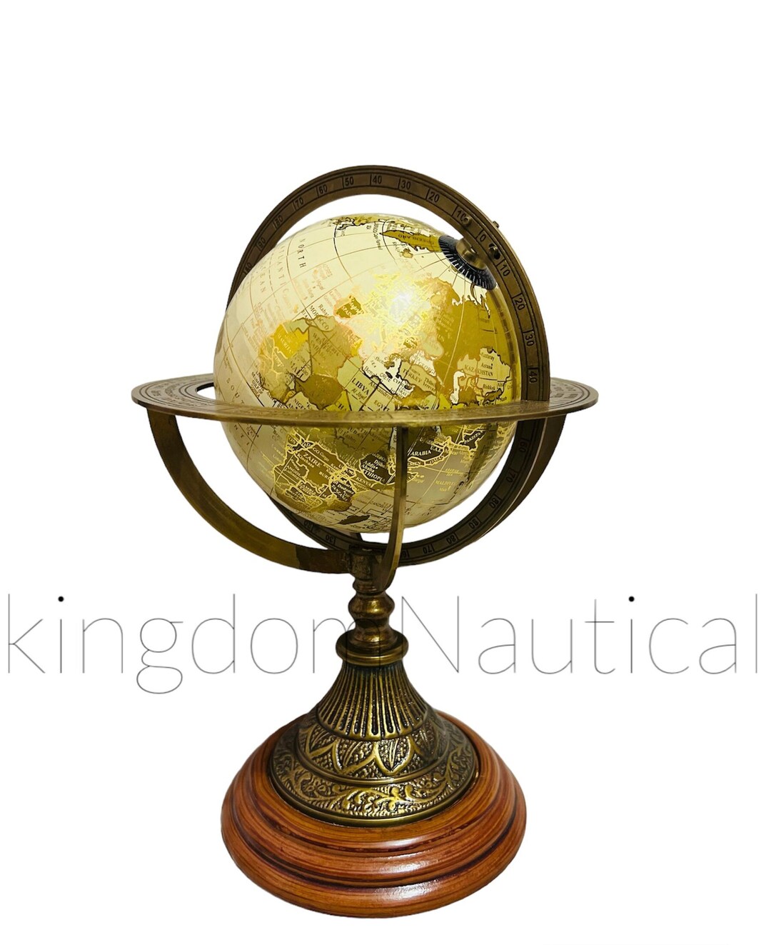 World Map Globe, Tabletop Globe, Engraved Base, Wooden Base ...