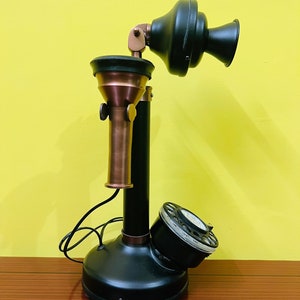 Copper Finish Candlestick Telephone, Rotary Dial Unique Telephone ...