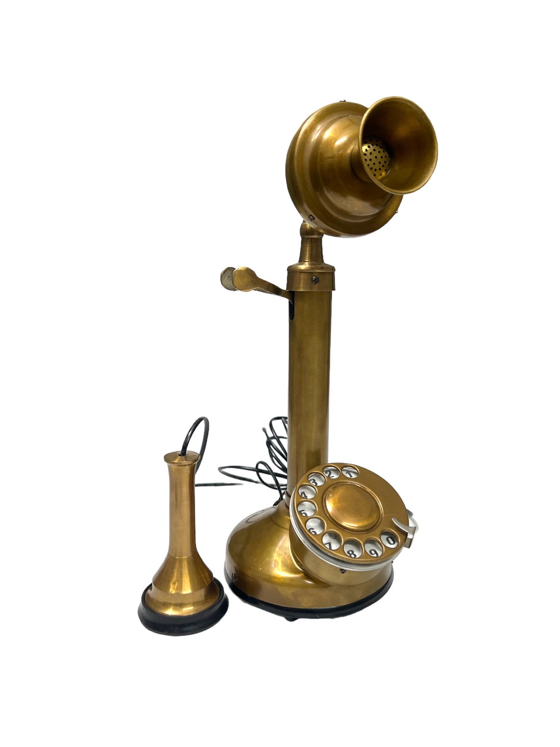 Brass Candlestick Telephone: Working Rotary Dial, Retro Home Decor - Etsy