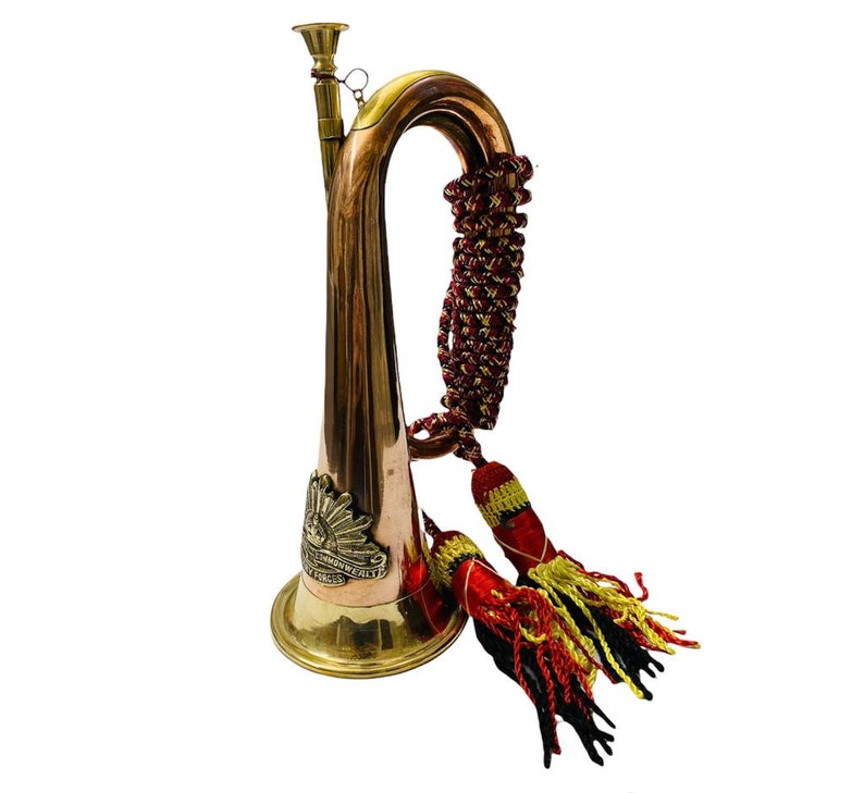 12 Inch Brass & Copper Bugle Australian Military Bugle With Silk Rope ...
