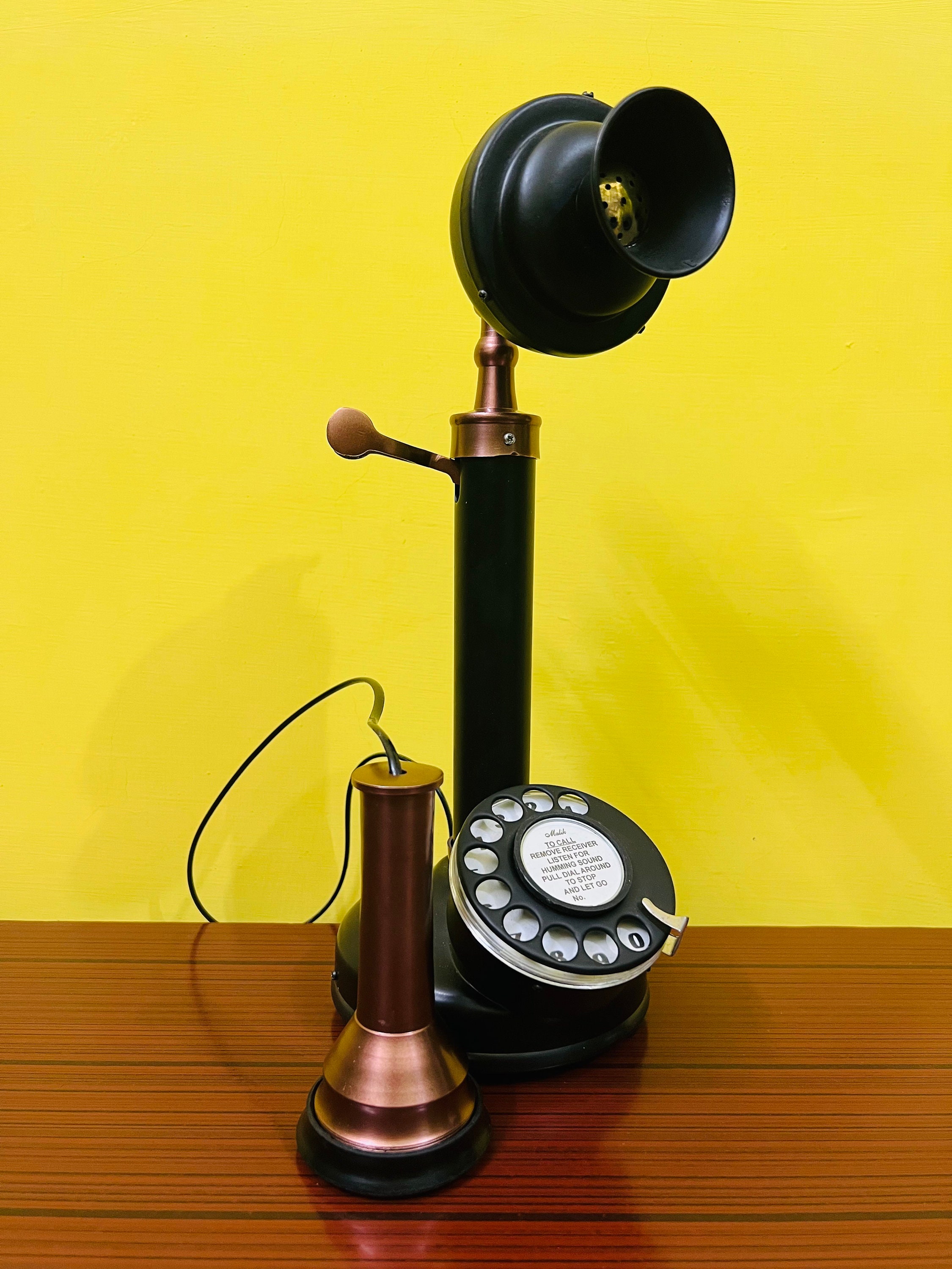 Copper Finish Candlestick Telephone, Rotary Dial Unique Telephone ...