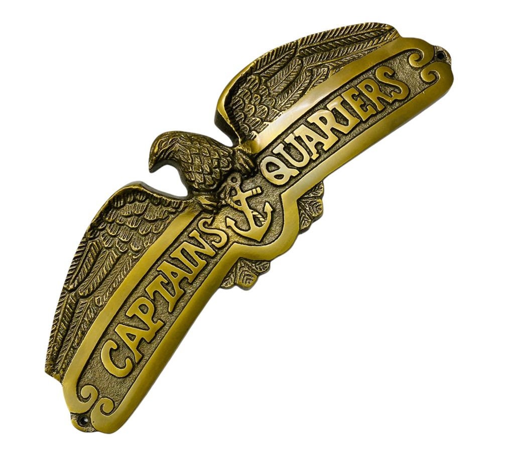 CAPTAINS QUARTERS SIGN Brass Boat Sign Beach Sign Plaque Door Sign for ...