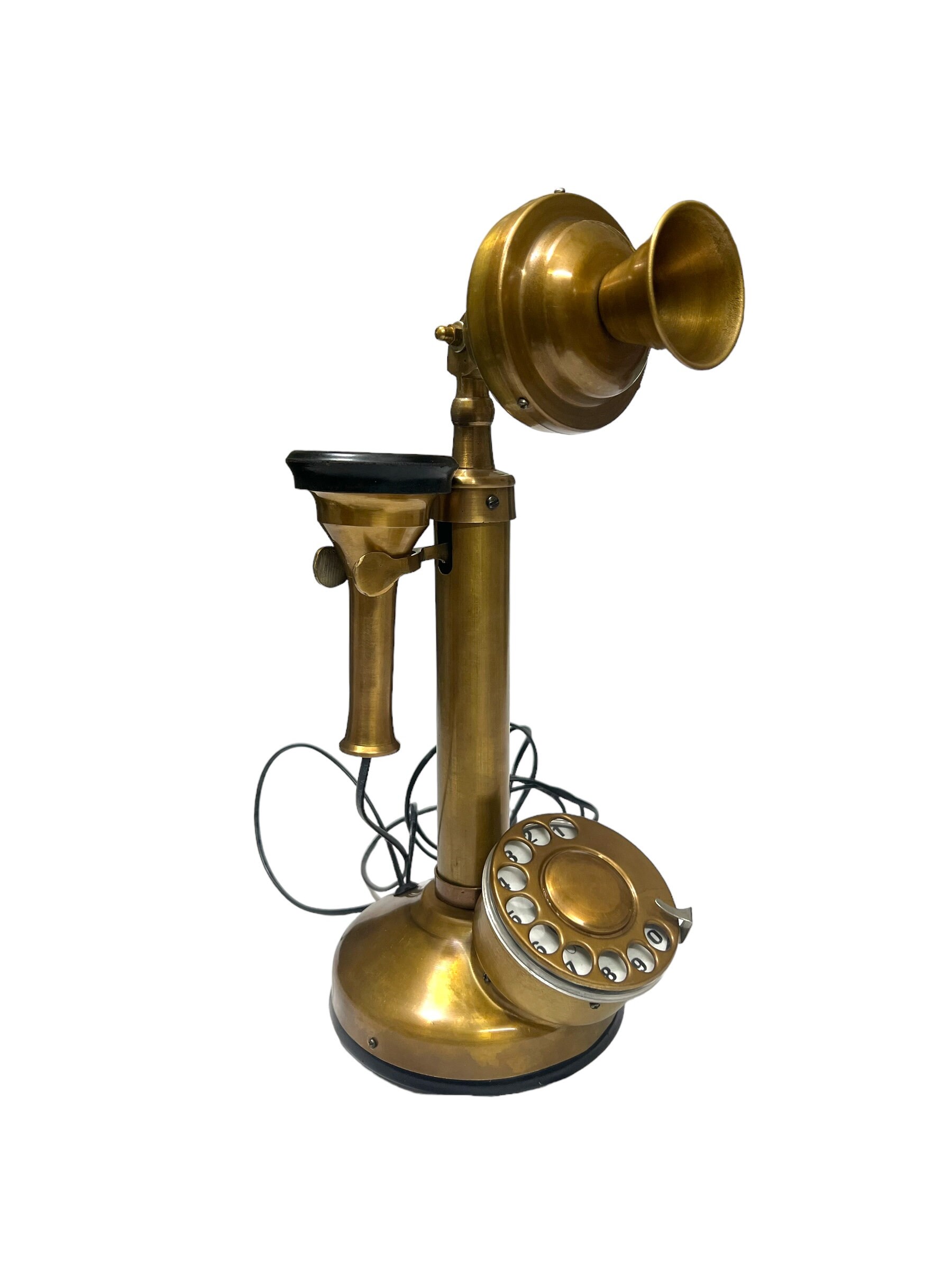 Brass Candlestick Telephone: Working Rotary Dial, Retro Home Decor - Etsy
