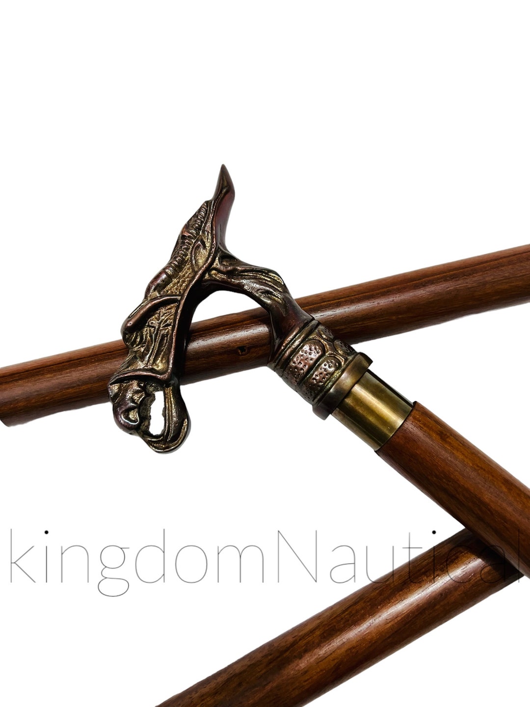 Brass Dragon Handle Walking Cane – Decorative Wooden Walking Stick ...