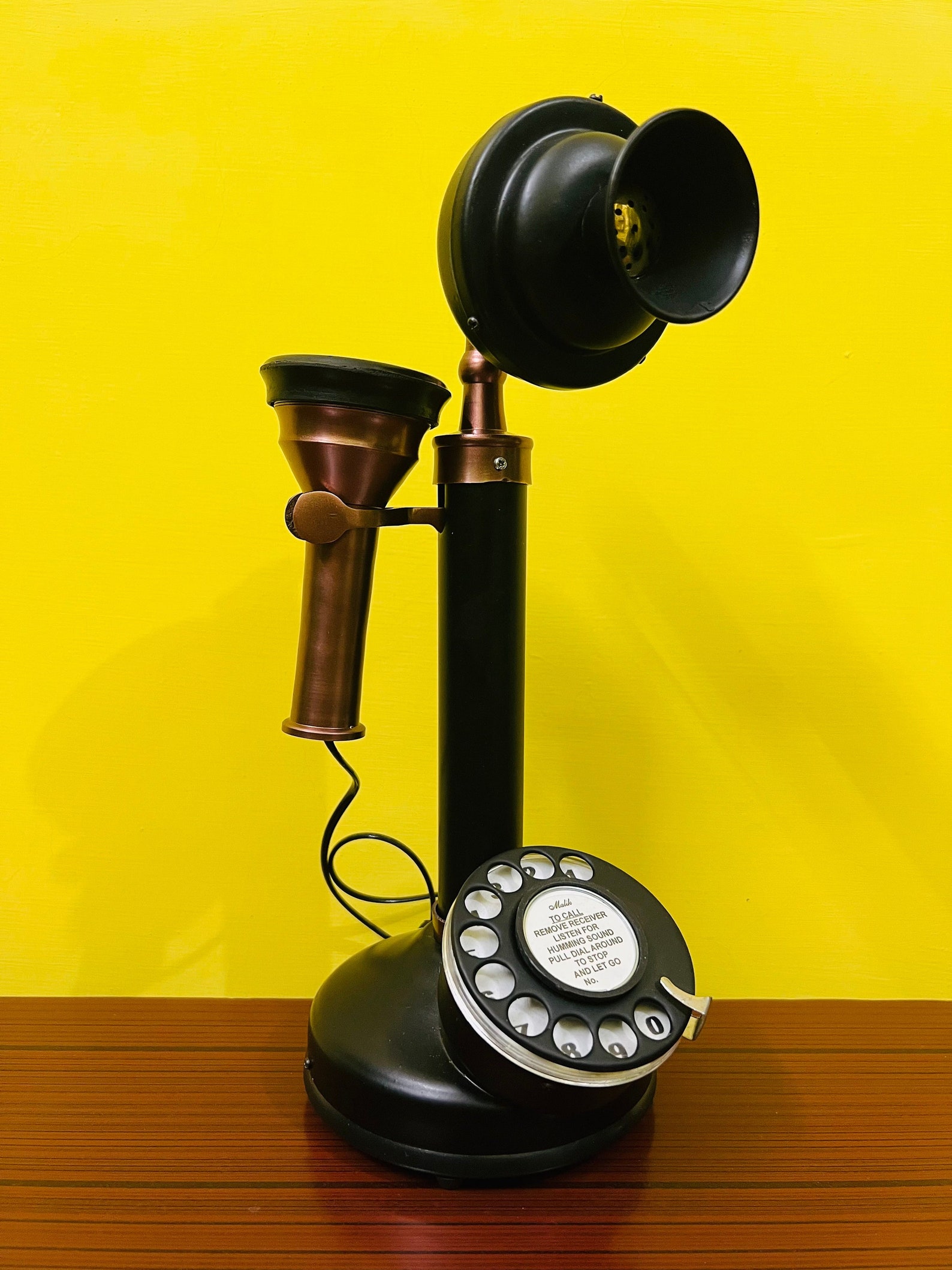 Copper Finish Candlestick Telephone, Rotary Dial Unique Telephone ...