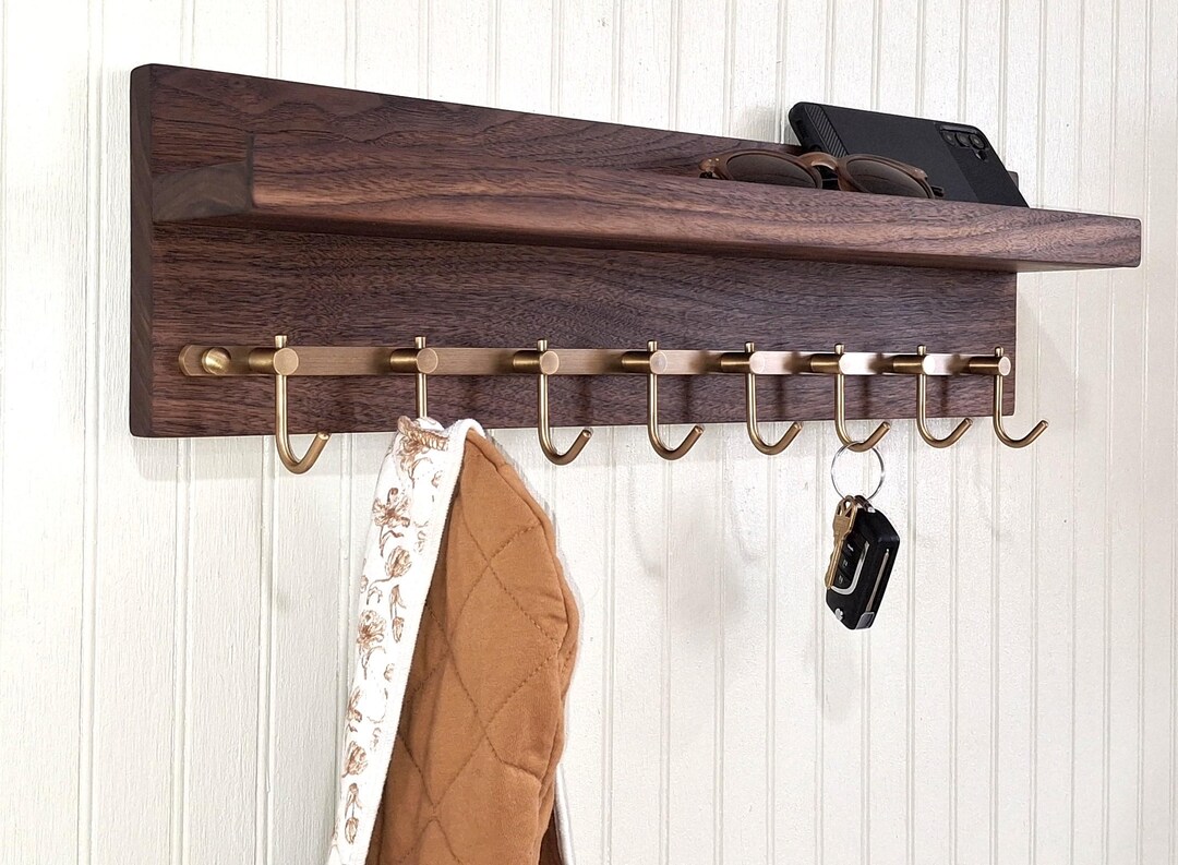 Entryway Organizer - Key Rack - Solid Hardwood - Walnut, Cherry, Oak ...
