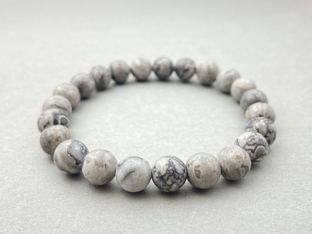 Map Jasper Beaded Bracelets, Natural Crystal, Stretch Bracelet 8mm ...