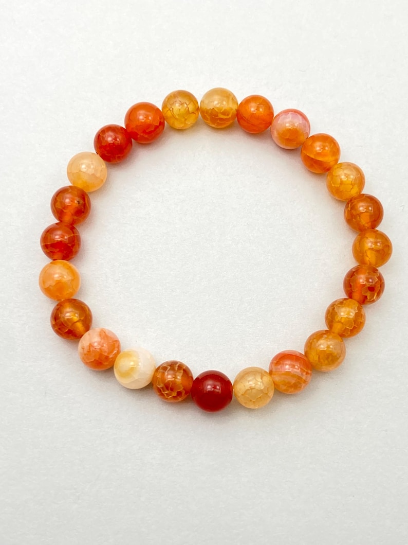 Fire Agate Beaded Bracelet: Handmade Healing Crystal Jewelry - Etsy