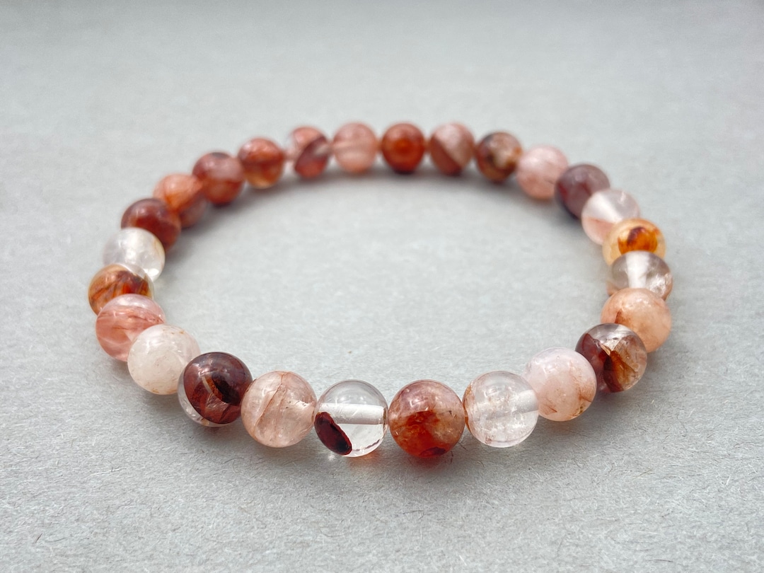 Red Garden Quartz Bracelet Beaded Jewelry Natural Stone Wristband Gift ...