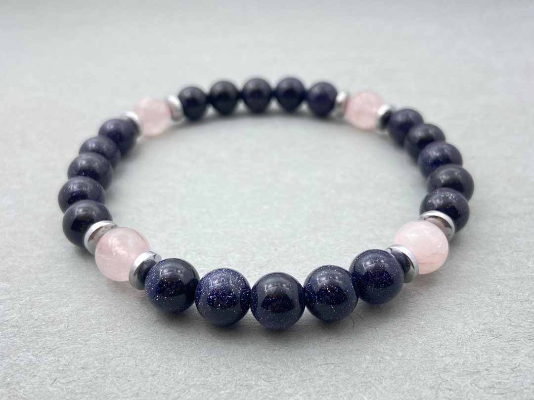Rose Quartz & Blue Sandstone Bracelet Healing Bracelets, Natural ...