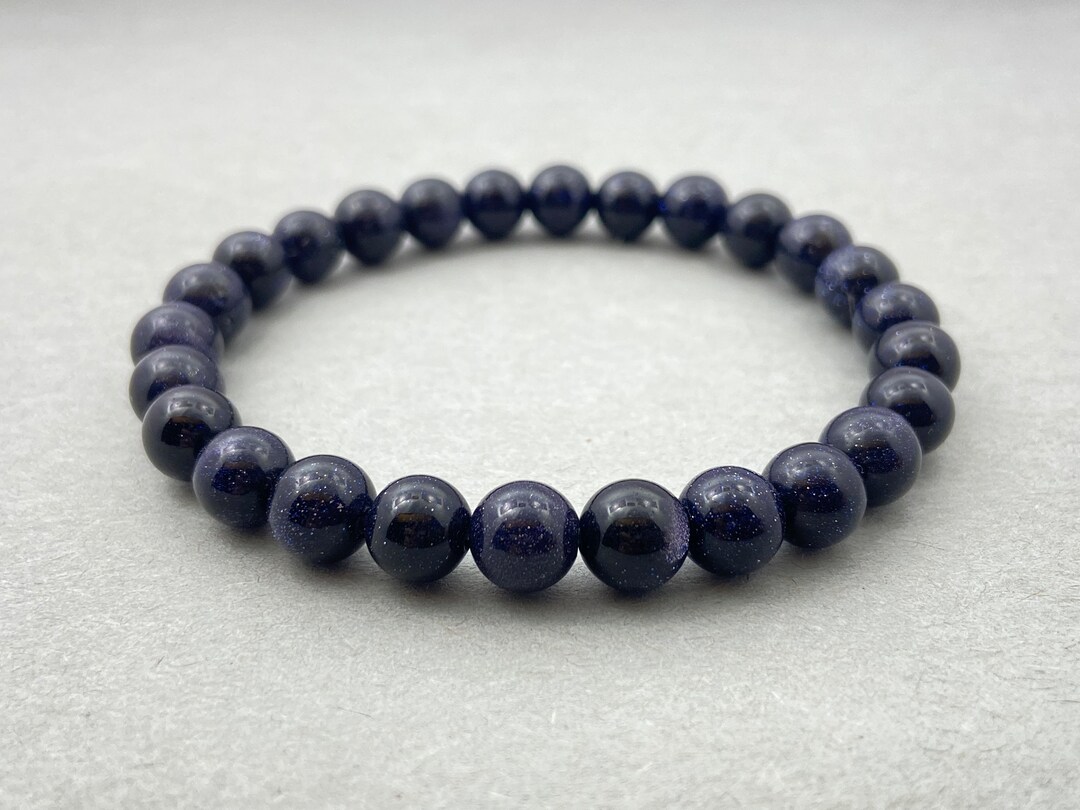 Blue Sandstone Bracelet, Beaded Bracelet, Gift for Her, Gemstone ...