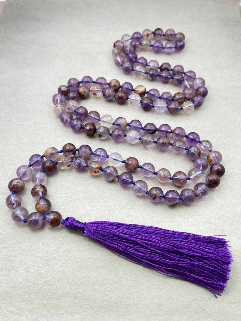 Super Seven Mala Necklace,108 Prayer Necklace, Tassel Necklace, Japa ...