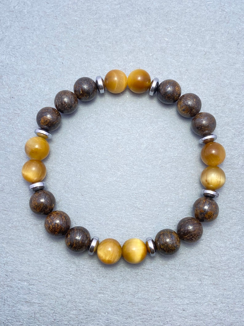 Bronzite & Tiger Eye Bracelet | Natural Crystal Beaded Bracelet 8mm for ...