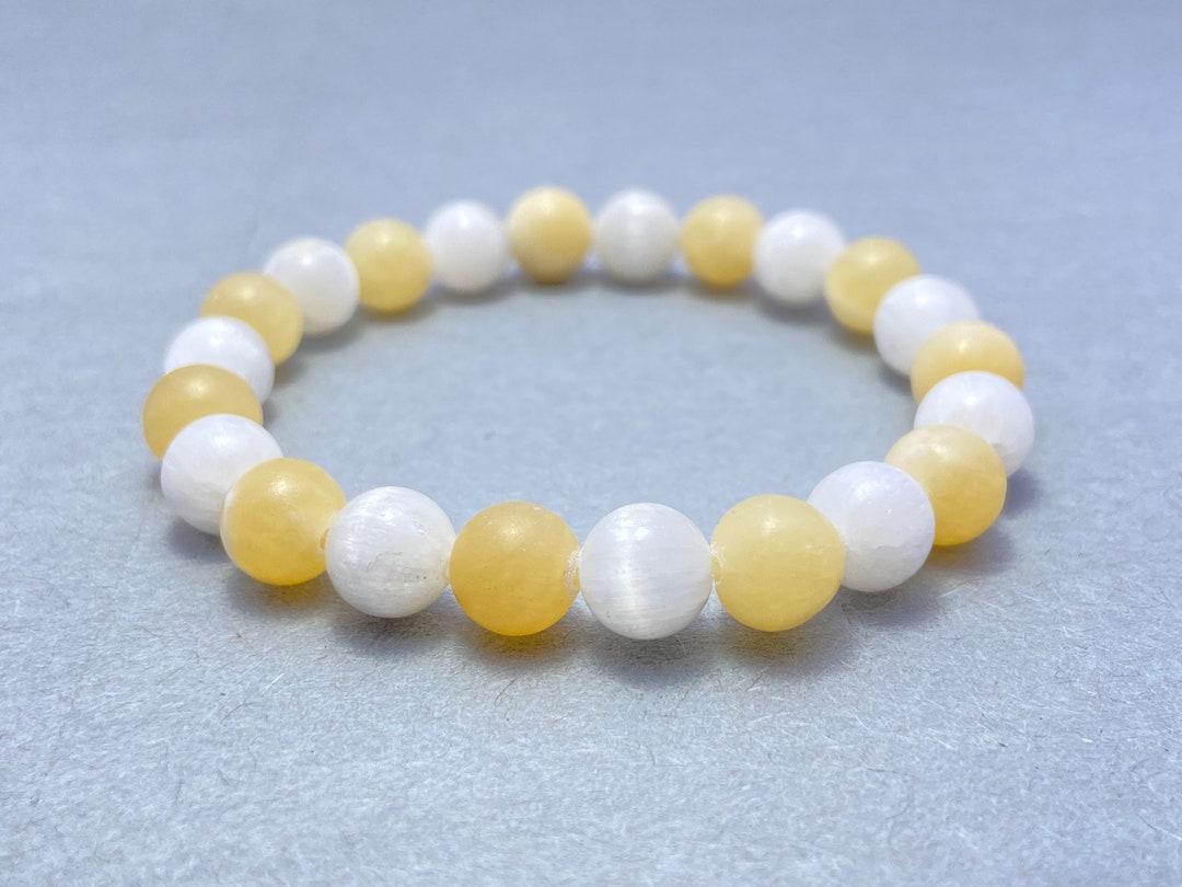 Selenite & Calcite Bracelet, Beaded Bracelet, Bracelets for Healing ...