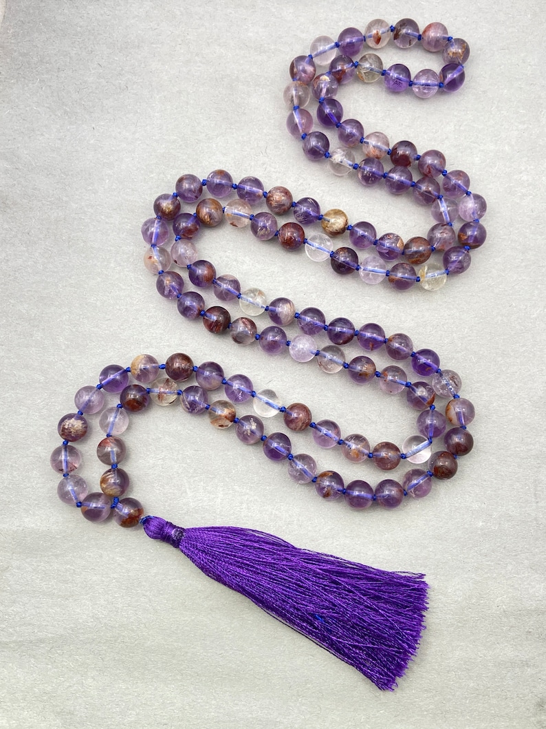Super Seven Mala Necklace,108 Prayer Necklace, Tassel Necklace, Japa ...