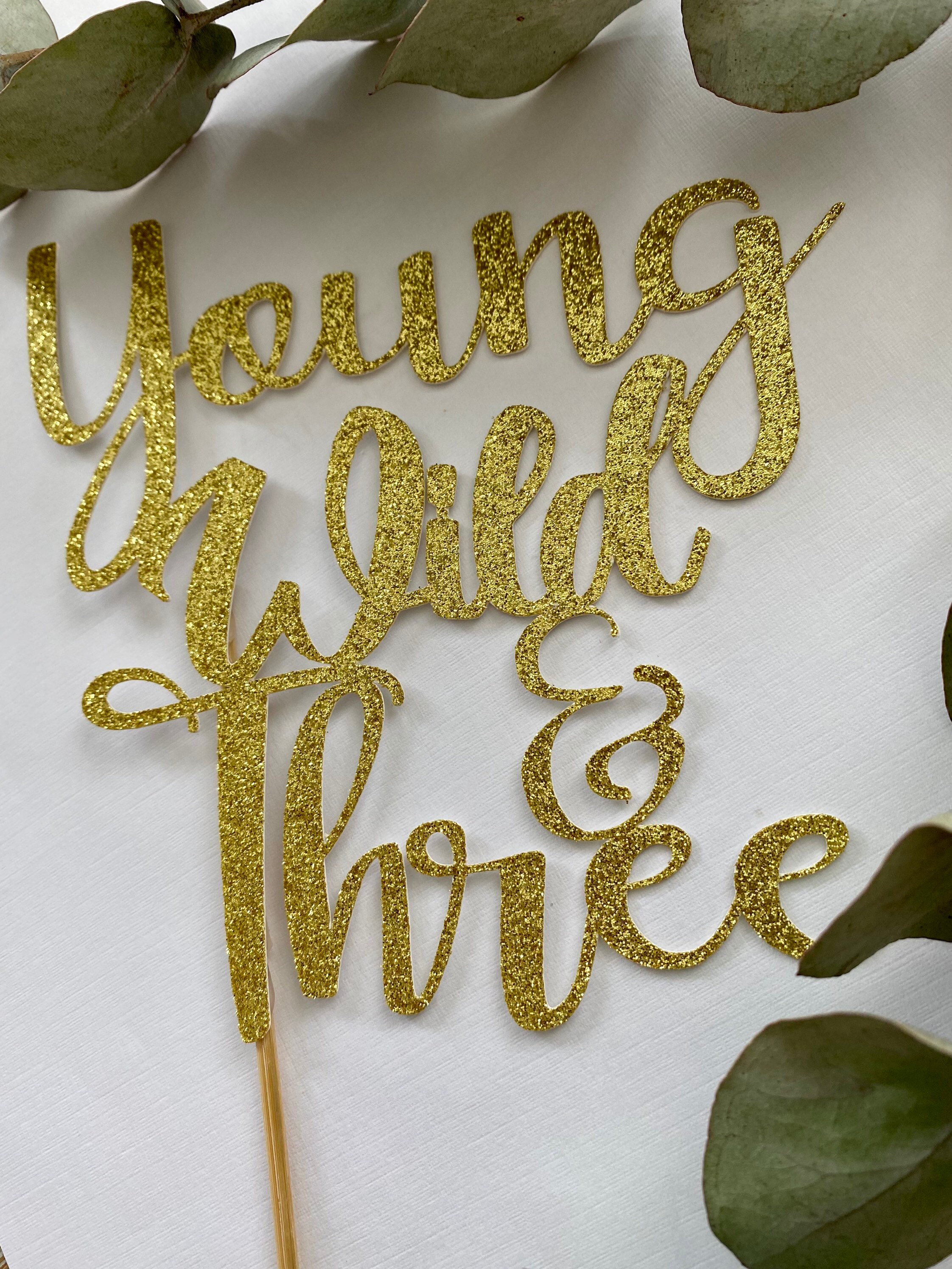 Young wild & three cake topper safari party third birthday | Etsy