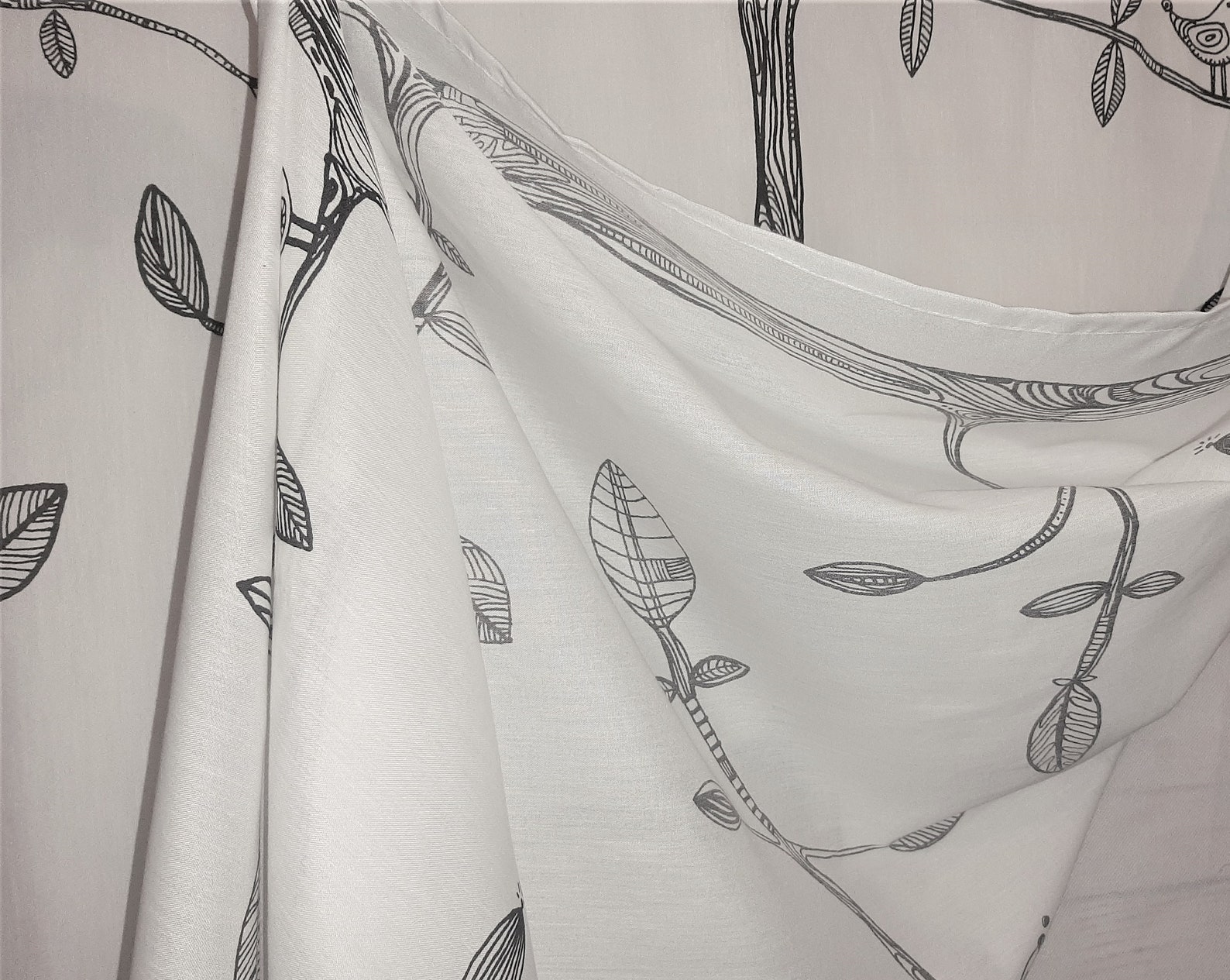 IKEA EIVOR Black White Curtain Trees & Birds Pattern Vintage - Etsy