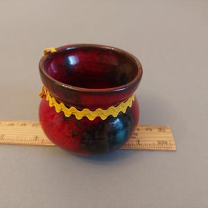 Vintage Handmade Ceramic Small Red Vase; Glazed Ceramic Table Vase ...