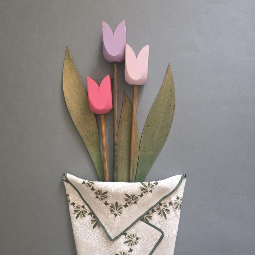 Handmade Wooden Tulip Bouquet, Set of 3, Swedish Folk Art - Etsy